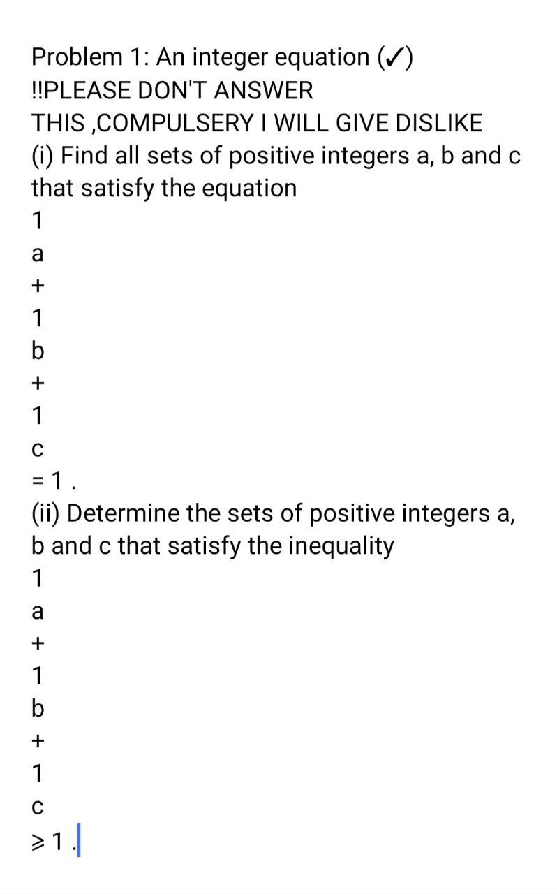 Solved Problem 1: An integer equation (m) !!PLEASE DON'T | Chegg.com