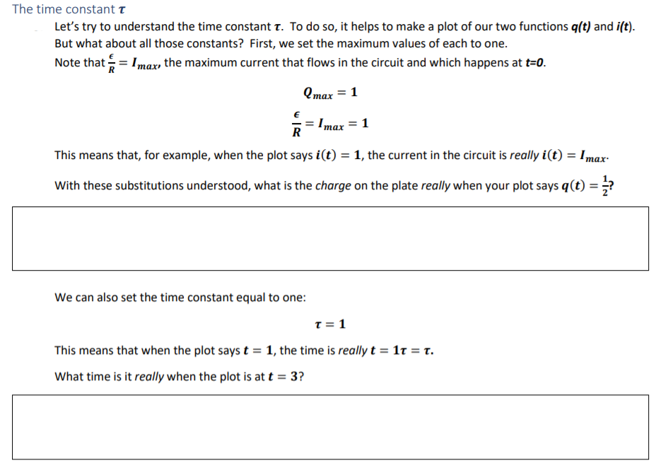 Solved The time constant t Let's try to understand the time | Chegg.com