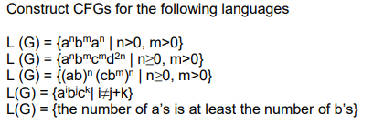 Solved Construct CFGS for the following languages L (G) | Chegg.com