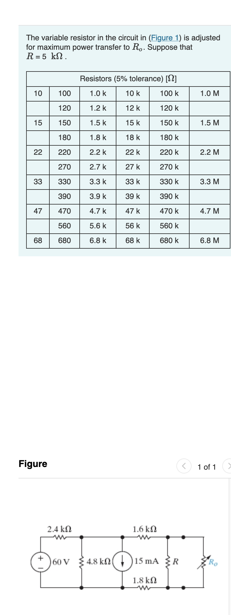 Solved The variable resistor in the circuit in (Figure 1) is | Chegg.com