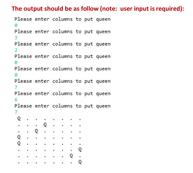 Solved Use Java Write a program to place eight queens on | Chegg.com