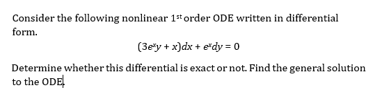 Solved Consider the following nonlinear 1st order ODE | Chegg.com