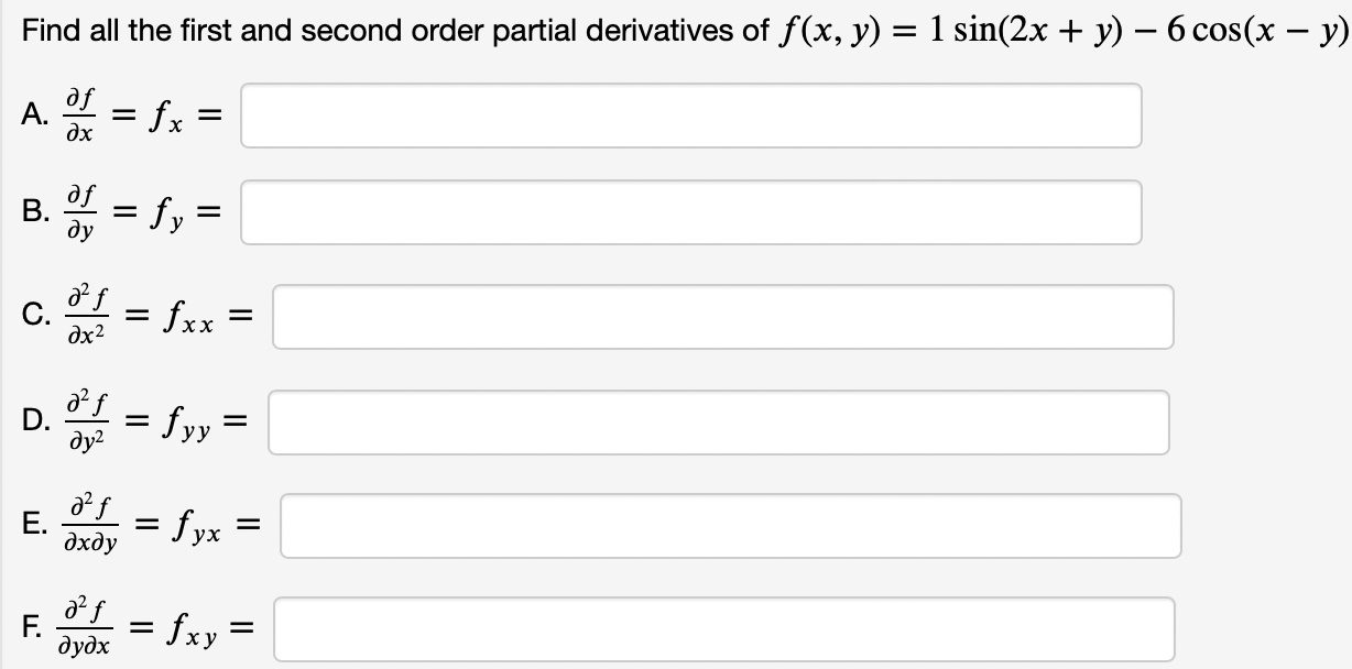 Solved Find all the first and second order partial | Chegg.com