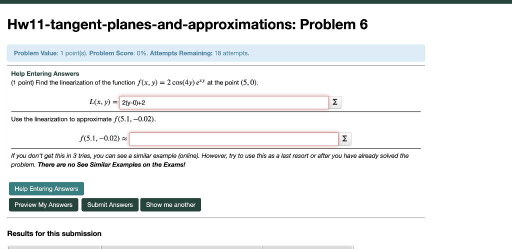 Solved Hw11-tangent-planes-and-approximations: Problem 6 | Chegg.com