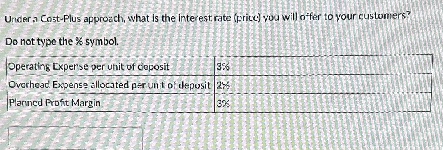 Solved Under a Cost-Plus approach, what is the interest rate | Chegg.com