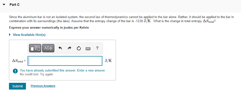 Solved Since the aluminum bar is not an isolated system, the | Chegg.com