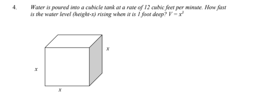 Solved 4. Water is poured into a cubicle tank at a rate of | Chegg.com