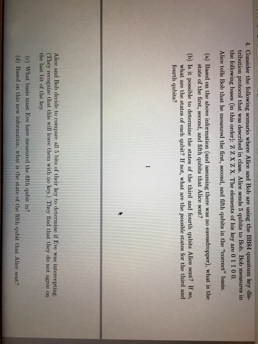 Solved scenario where Alice and Bob are using the BB84 | Chegg.com