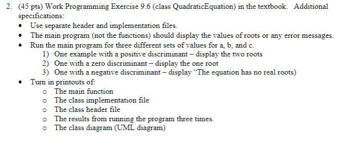 *9.6 (Algebra: quadratic equations) Design a class | Chegg.com