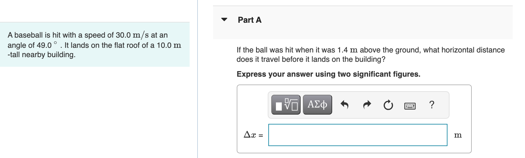 Solved Part AA baseball is hit with a speed of 30.0ms ﻿at | Chegg.com