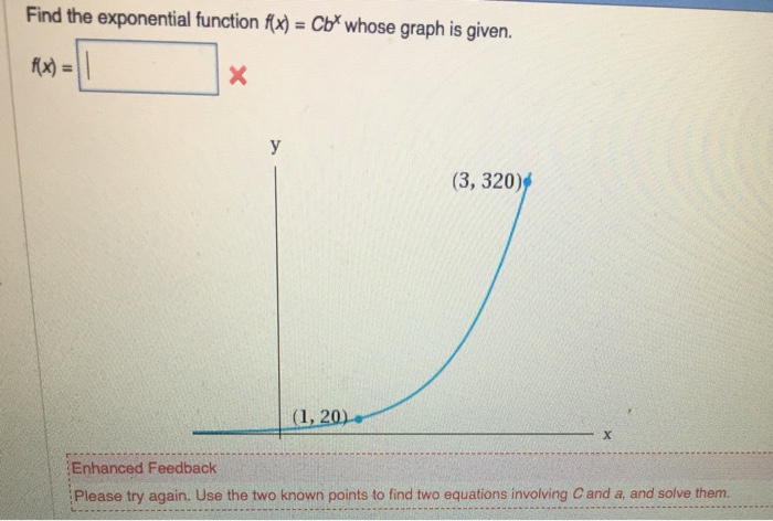 Solved Find the exponential function f(x) Cb^x whose graph | Chegg.com