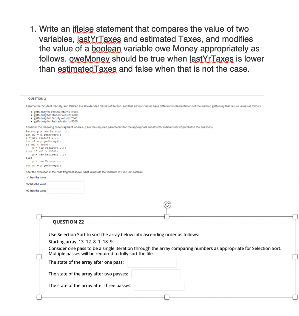Solved 1. Write an iflelse statement that compares the value | Chegg.com