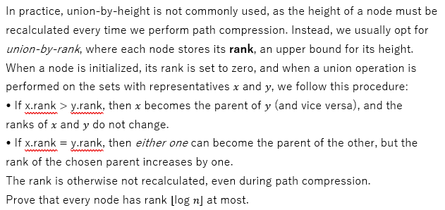 Solved In practice, union-by-height is not commonly used, as | Chegg.com