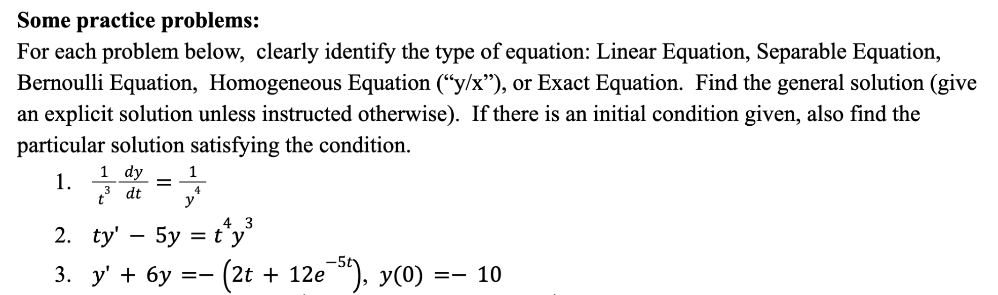 Solved Some practice problems: For each problem below, | Chegg.com
