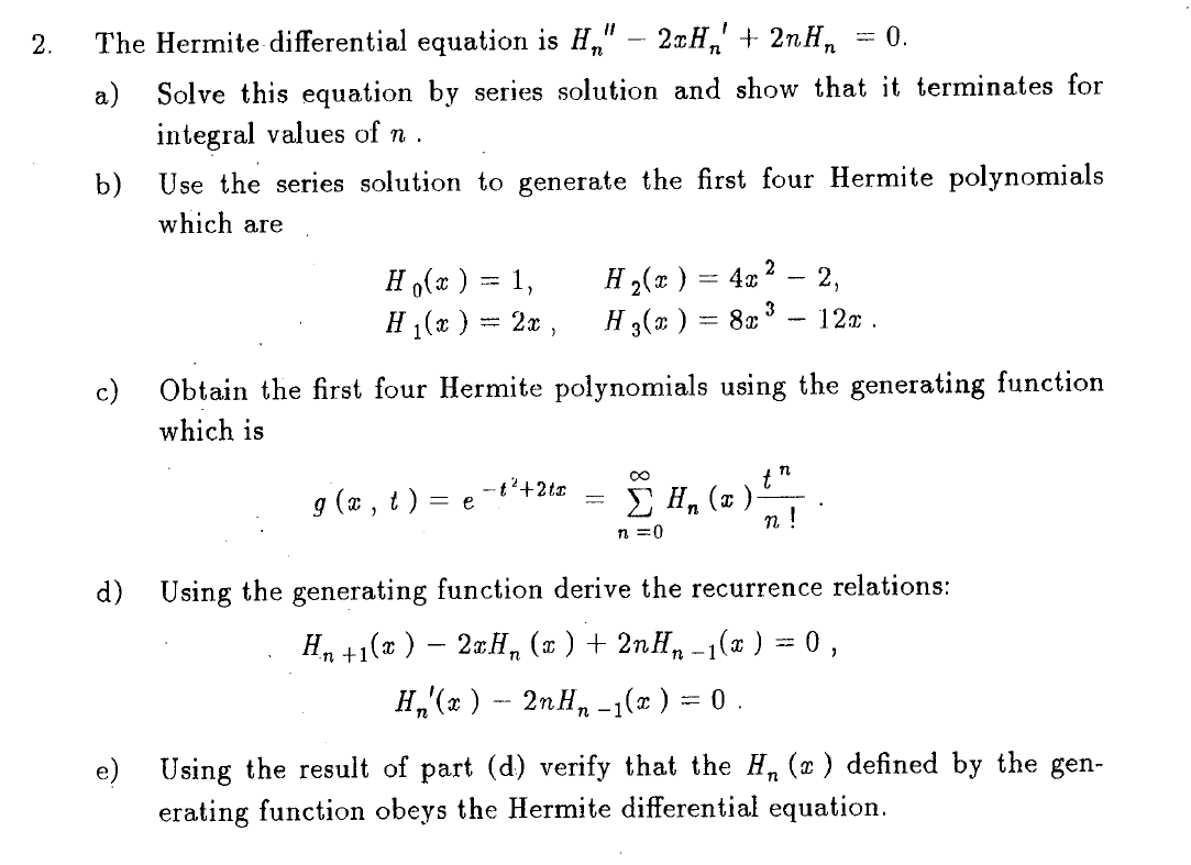 Solved The Hermite differential equation is | Chegg.com
