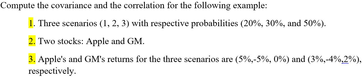 Solved ompute the covariance and the correlation for the | Chegg.com