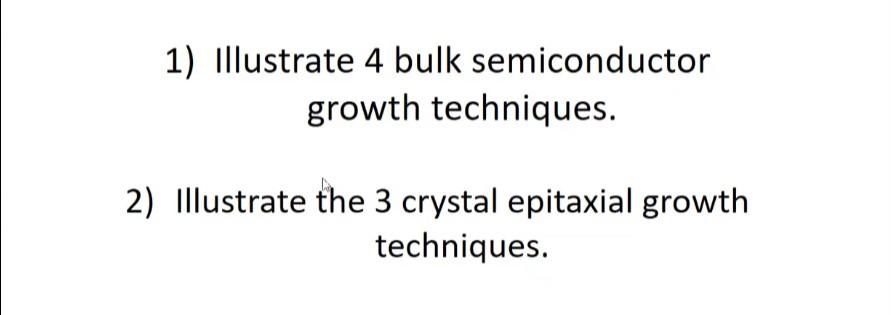 Solved 1) Illustrate 4 bulk semiconductor growth techniques. | Chegg.com