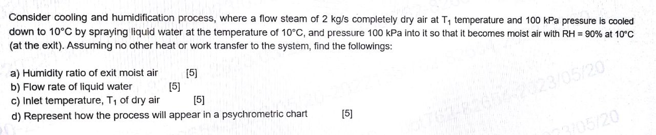 Solved Consider cooling and humidification process, where a | Chegg.com