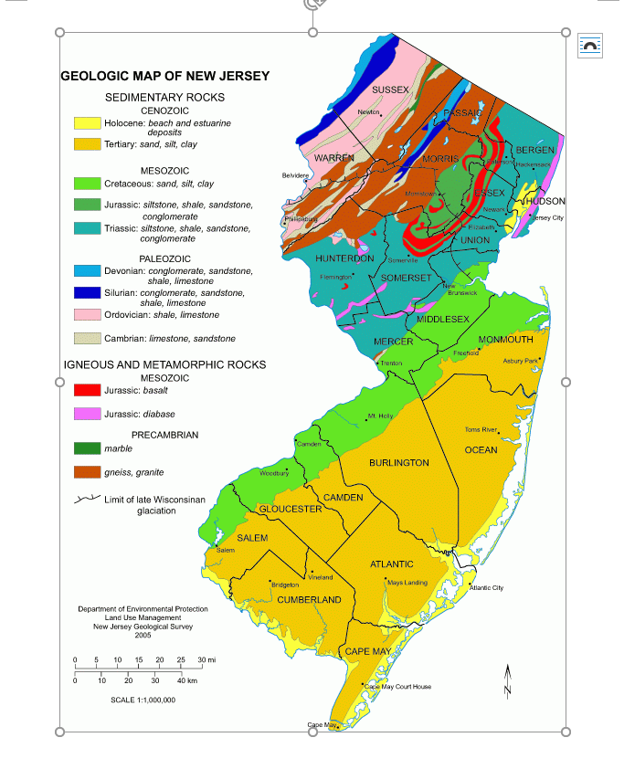 Solved SUSSEX GEOLOGIC MAP OF NEW JERSEY SEDIMENTARY ROCKS | Chegg.com