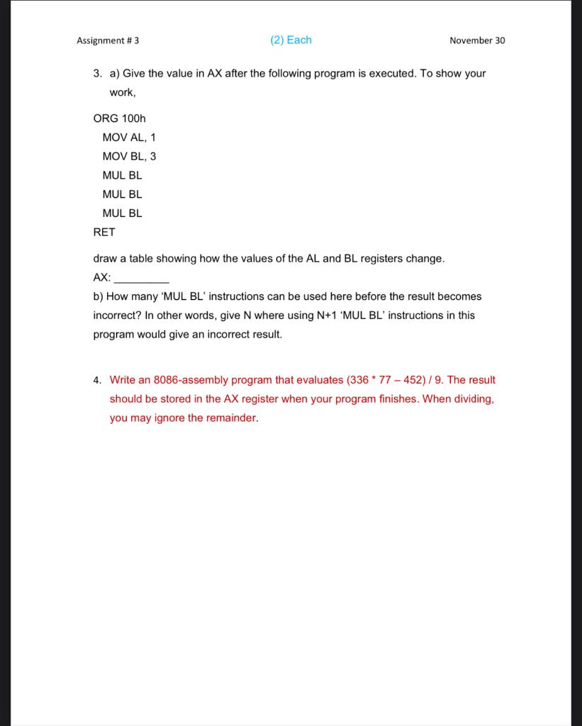 Solved 1. Examine the 8086 codes below. How many times will | Chegg.com