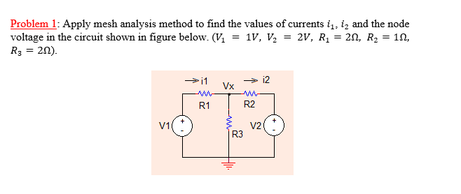 Solved Problem 1: Apply mesh analysis method to find the | Chegg.com