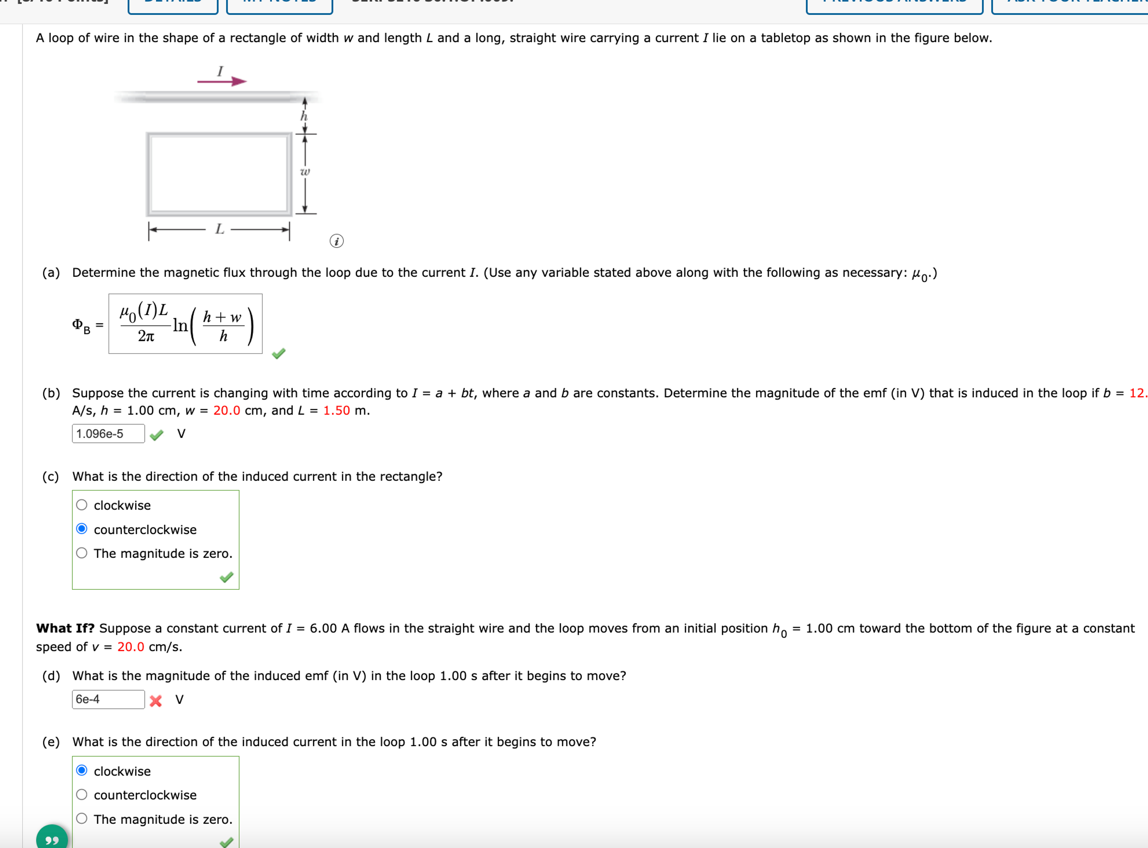 Solved A loop of wire in the shape of a rectangle of width w | Chegg.com