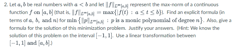 Solved 2. Let a,b be real numbers with a | Chegg.com