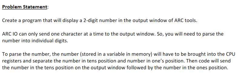 Problem Statement: Create a program that will display | Chegg.com