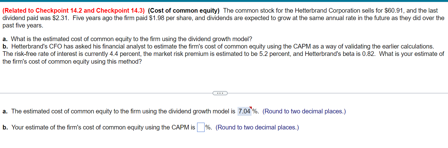 Solved Please show work for a and b. I don't know how to get | Chegg.com
