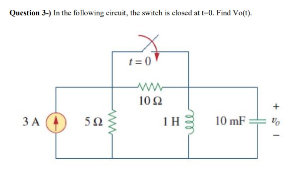 Solved Question 3-) ﻿In the following circuit, the switch is | Chegg.com