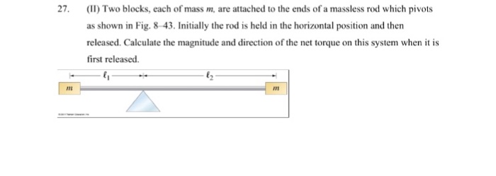 Solved Two blocks, each of mass m. are attached to the ends | Chegg.com