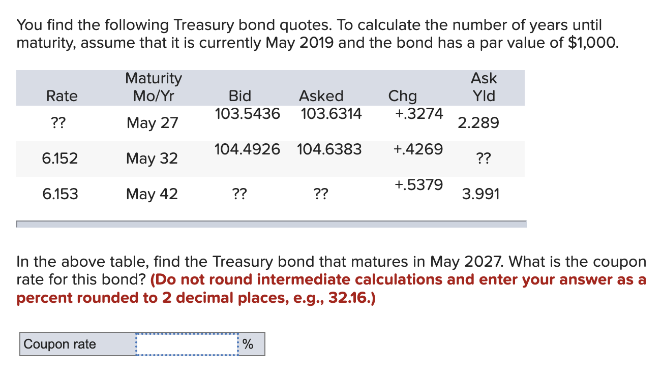 Solved You find the following Treasury bond quotes. To | Chegg.com