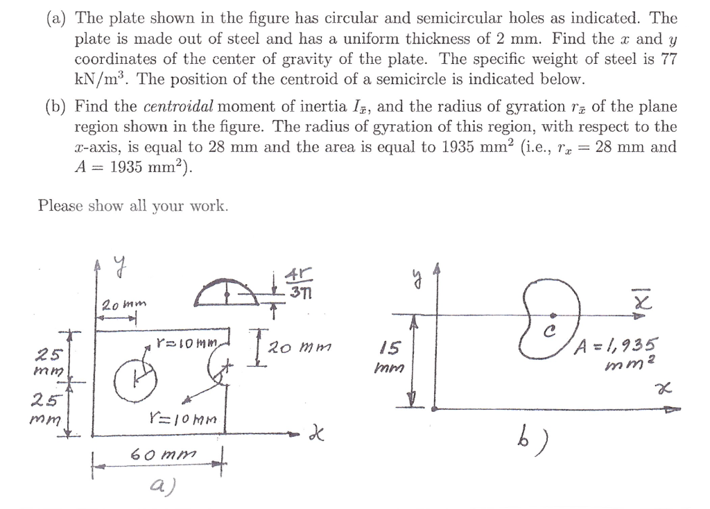 Solved (a) The plate shown in the figure has circular and | Chegg.com
