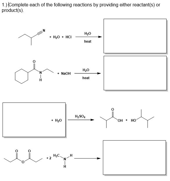 Solved Complete each of the following reactions by providing | Chegg.com