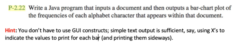 Solved P-2.22 Write a Java program that inputs a document | Chegg.com