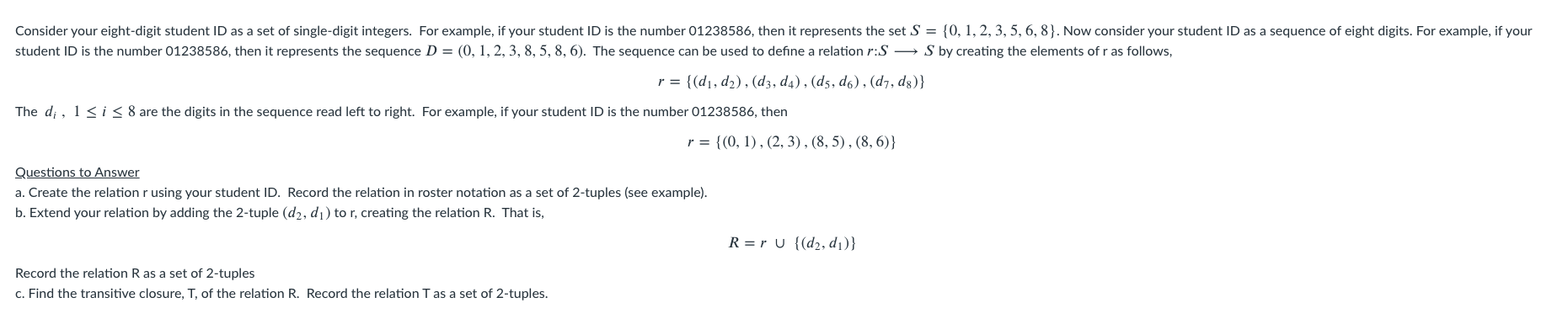 Solved Consider your eight-digit student ID as a set of | Chegg.com
