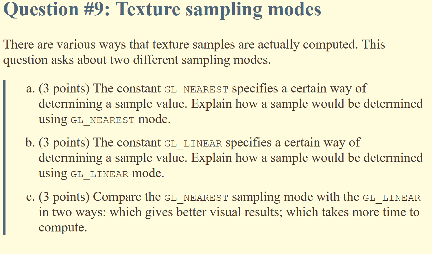 Solved Question #9: Texture sampling modes There are various | Chegg.com