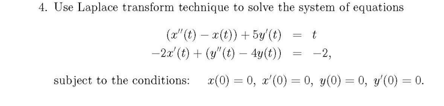 Solved 4. Use Laplace transform technique to solve the | Chegg.com