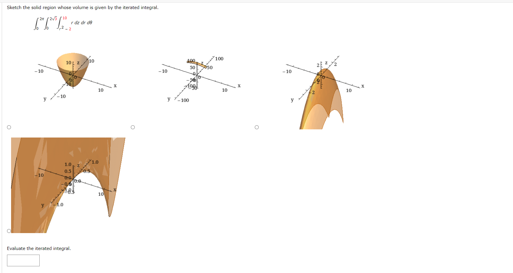 Solved Sketch the solid region whose volume is given by the | Chegg.com