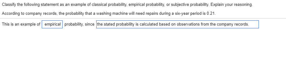 Solved Classify the following statement as an example of | Chegg.com
