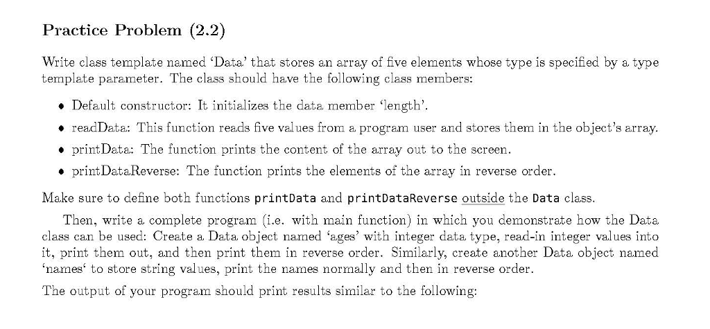 Solved Practice Problem 22 Write Class Template Named 