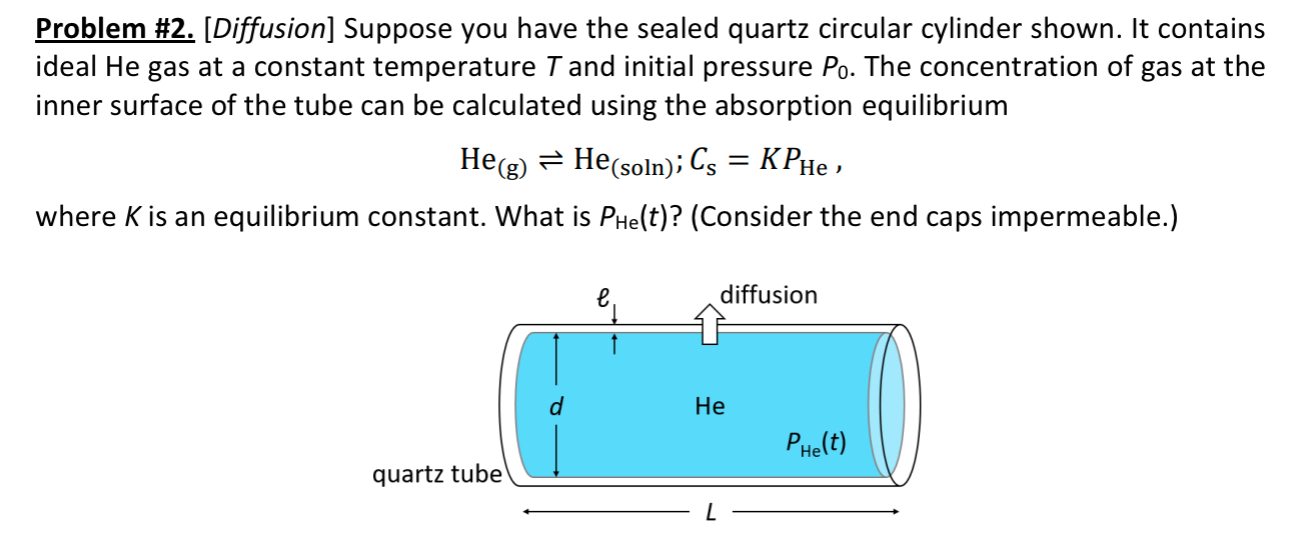 Solved Problem #2. [Diffusion] ﻿Suppose you have the sealed | Chegg.com