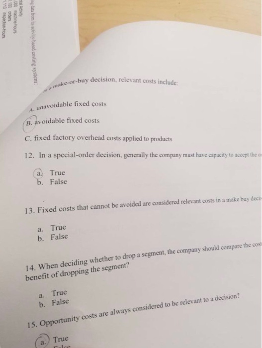 Solved keor-buy decision, relevant costs include unavoidable | Chegg.com