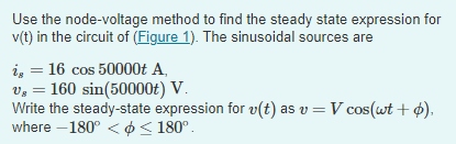 Solved Use the node-voltage method to find the steady state | Chegg.com