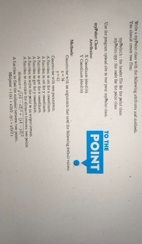 Solved Write A Mypoint Class With The Following Attributes 