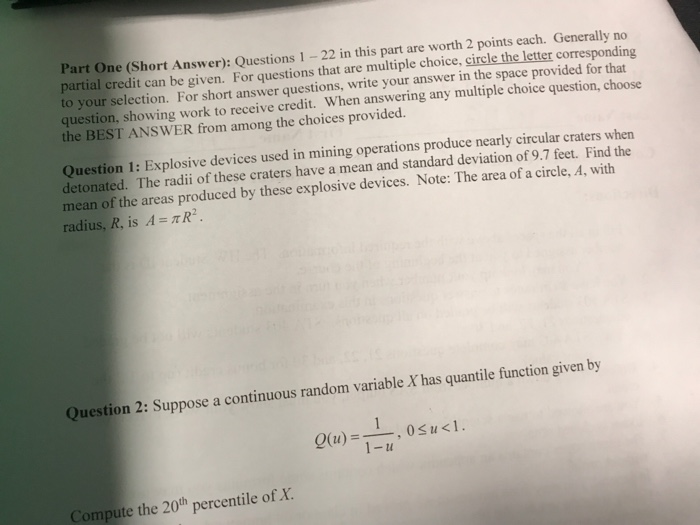 Solved Part One (Short Answer): Questions 1-22 in this part | Chegg.com