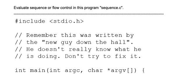 Solved Evaluate sequence or flow control in this program | Chegg.com
