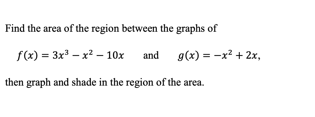 Solved Find the area of the region between the graphs of | Chegg.com