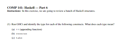 Solved COMP 141: Haskell — Part 6 Instructions: In this | Chegg.com