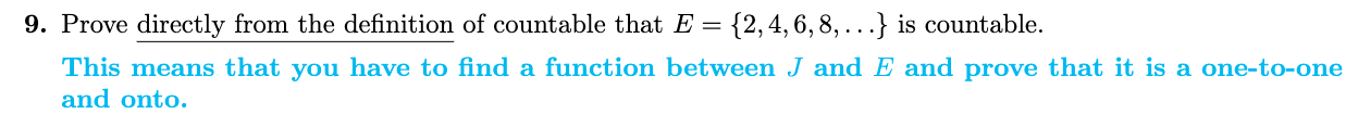 Solved 9. Prove directly from the definition of countable | Chegg.com